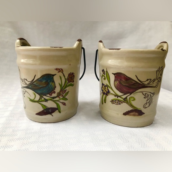 Bird | Clay Mini Buckets W Birds Multiple Purpose Excellent Condition ...